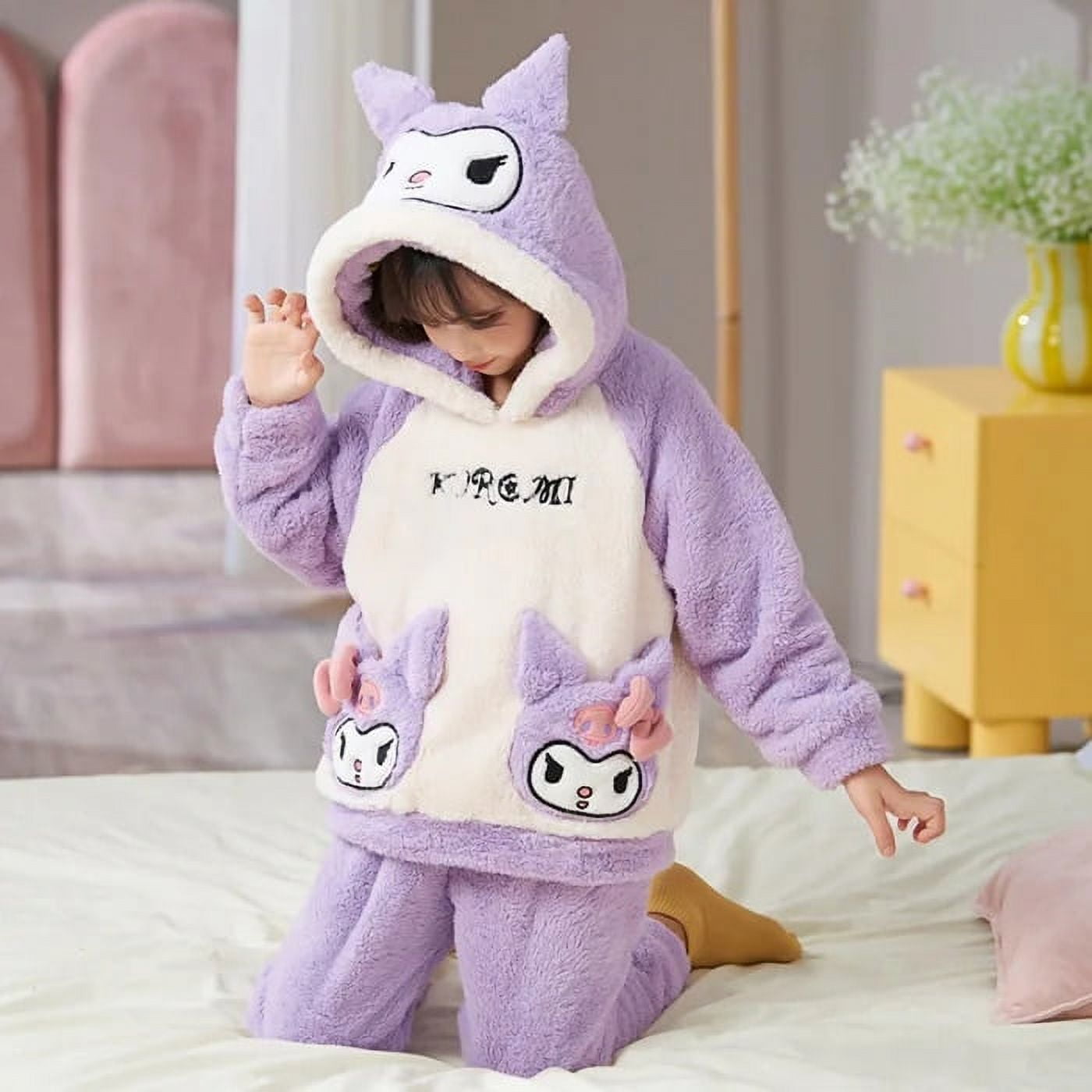 Winter Kawaii Sanrios Flannel Pajamas Anime Cinnamoroll Kuromi ...