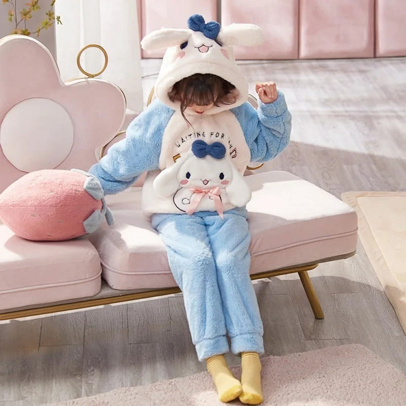 Winter Kawaii Sanrios Flannel Pajamas Anime Cinnamoroll Kuromi ...