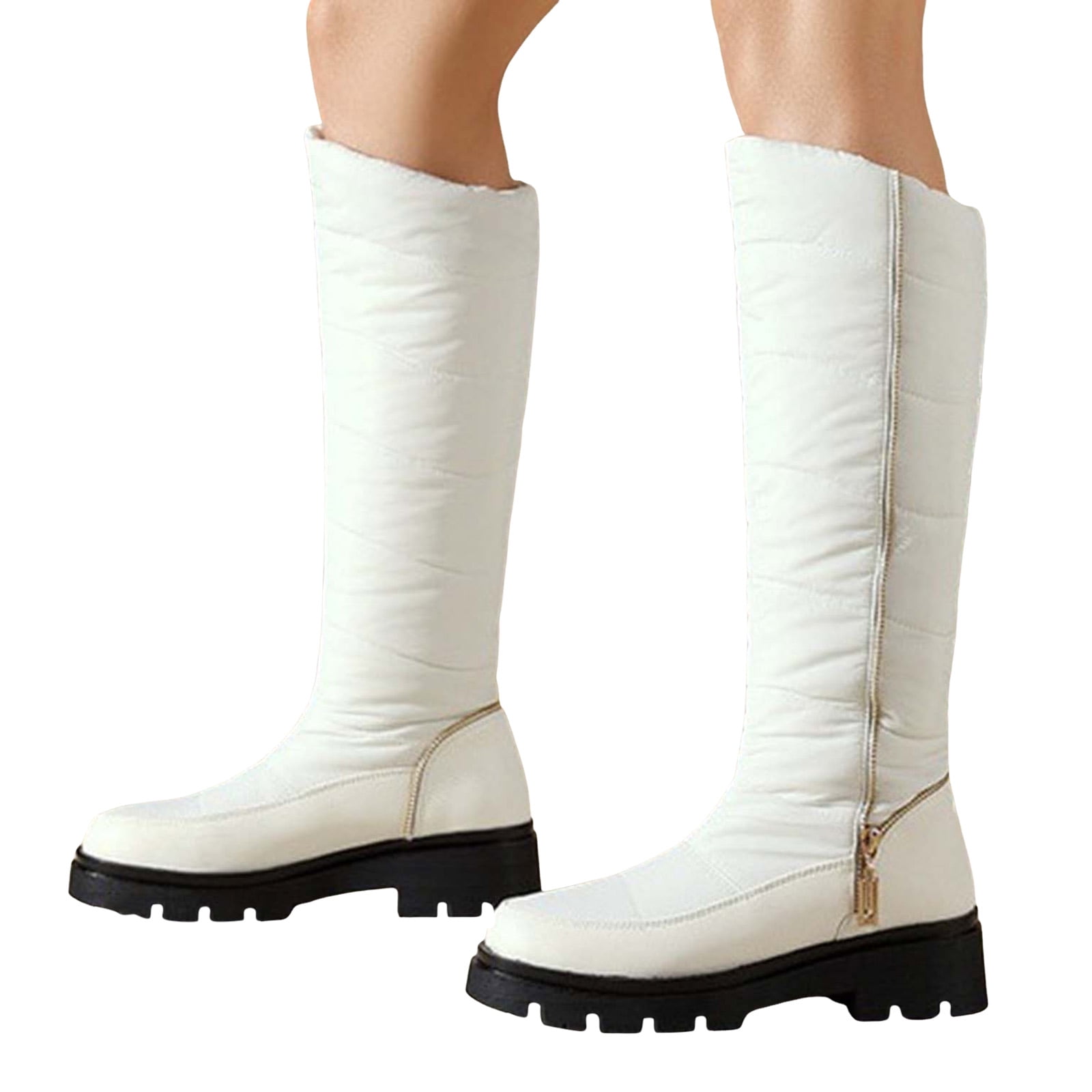 Winter Knee High Boots Women Fashion Zipper Furry Lined Warm Tall Snow ...