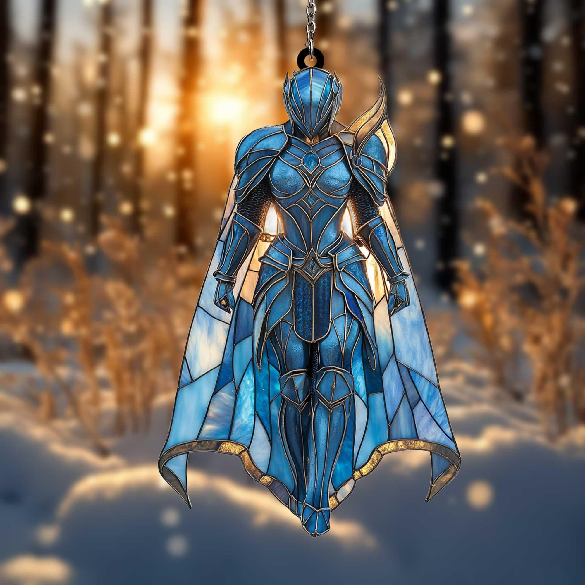 Winter Knight Acrylic Suncatcher fullxfull Blue Armored Paladin with ...