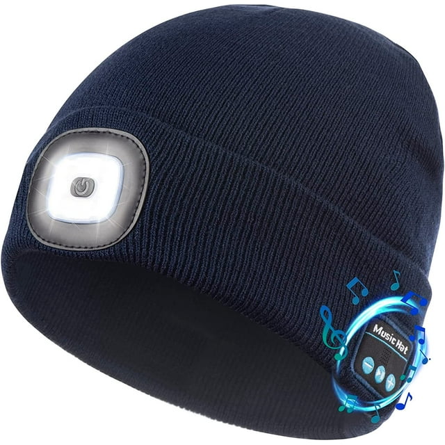 Winter Knitted Beanie Hat, Bluetooth Tech Musical Hat with 4 LED ...