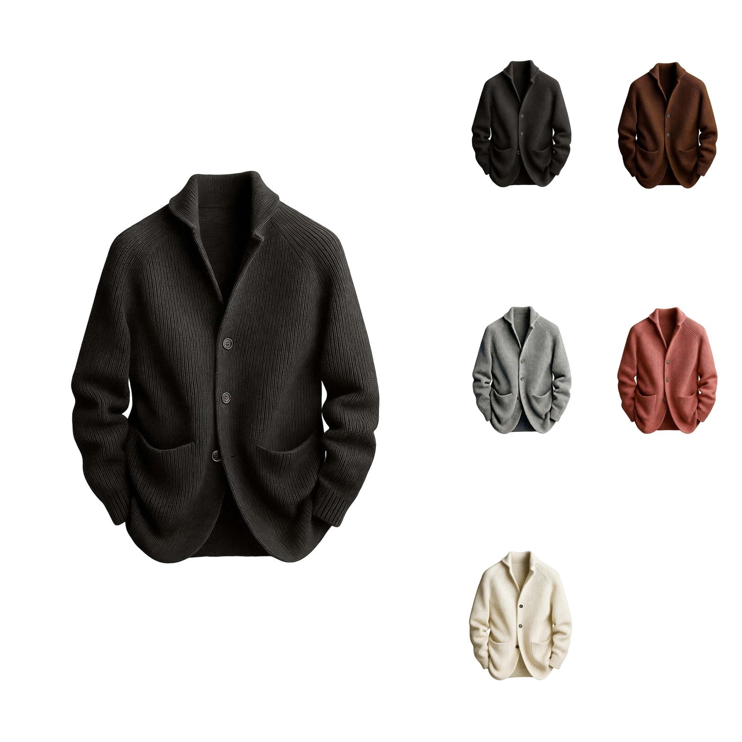 Winter Knitted Cardigan Sweater With Three Buttons And Shawl Collar For Casual Business Wear ...