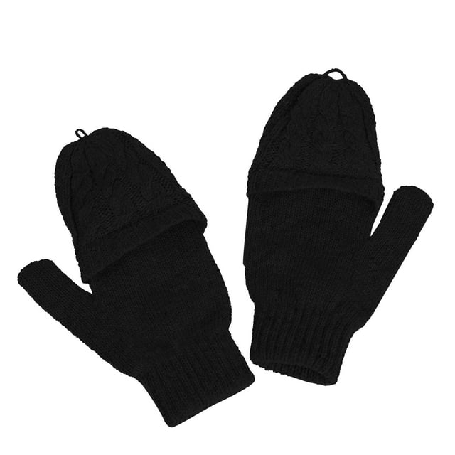 Winter Knitted Convertible Fingerless Gloves Wool Mittens Warm Mitten ...