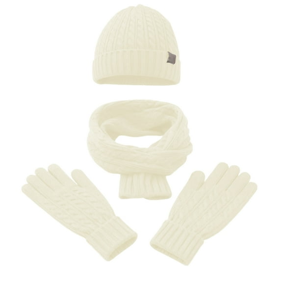 Winter Knitted Scarf Hat and Mittens Set Soft Thermal Combo for Extreme ...
