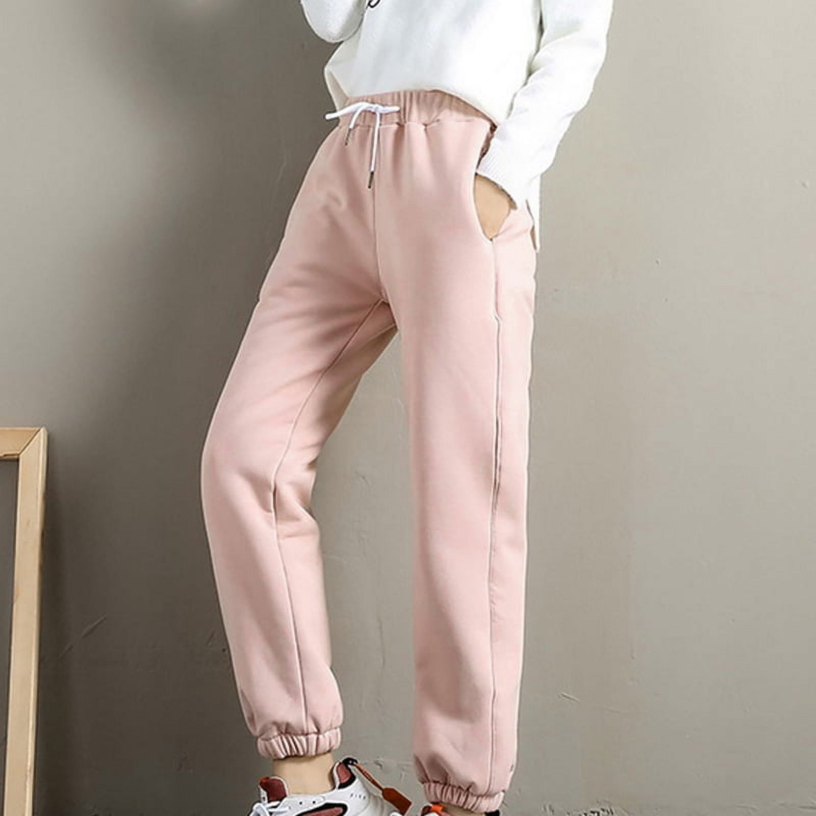 Winter Lambswool Warm Casual Pants Winter Fleece Lined Sweatpants High ...