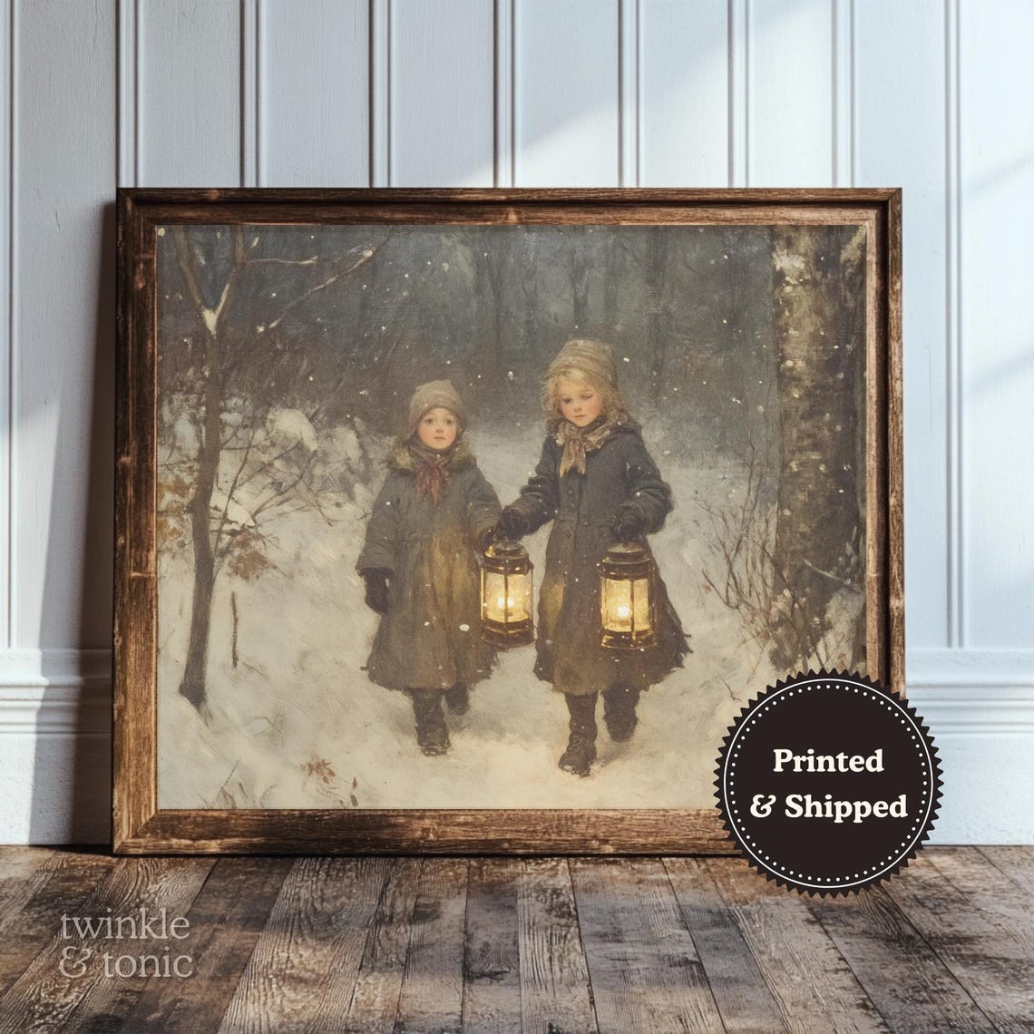 Winter Landscape Art Print Rustic Farmhouse Wall Dã©Cor Cozy Antique ...