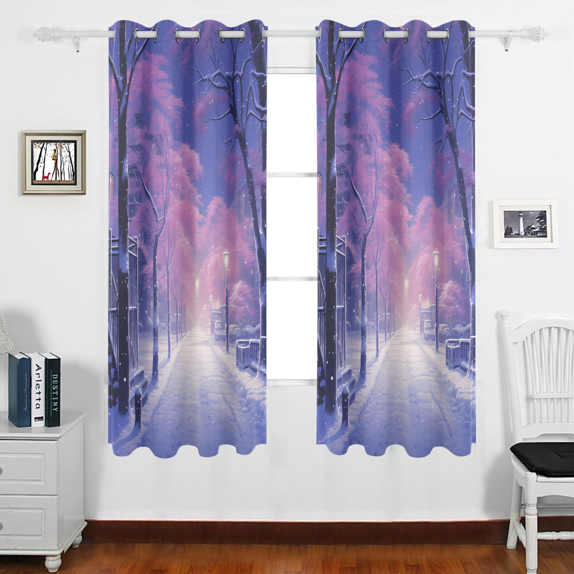 Winter Landscape Grommet Blackout Curtains Thermal Insulated Window ...