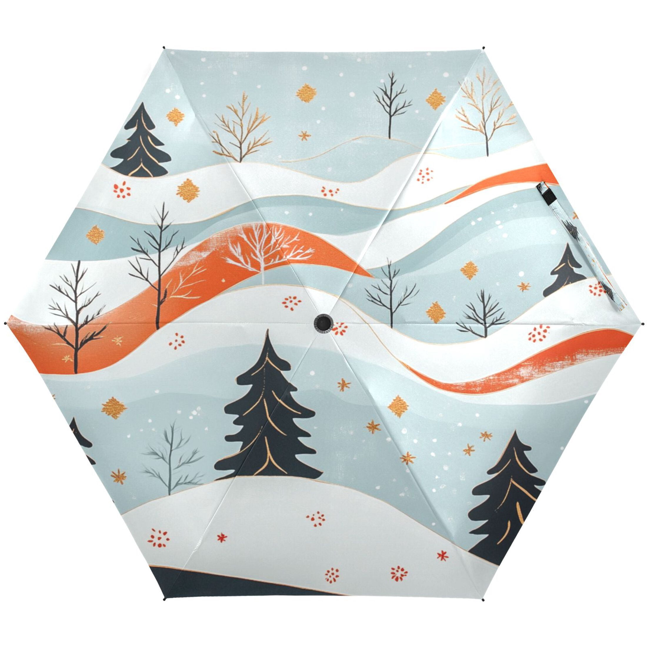 Winter Landscape Pattern Umbrellas for Sun Auto Open Close UV50 ...