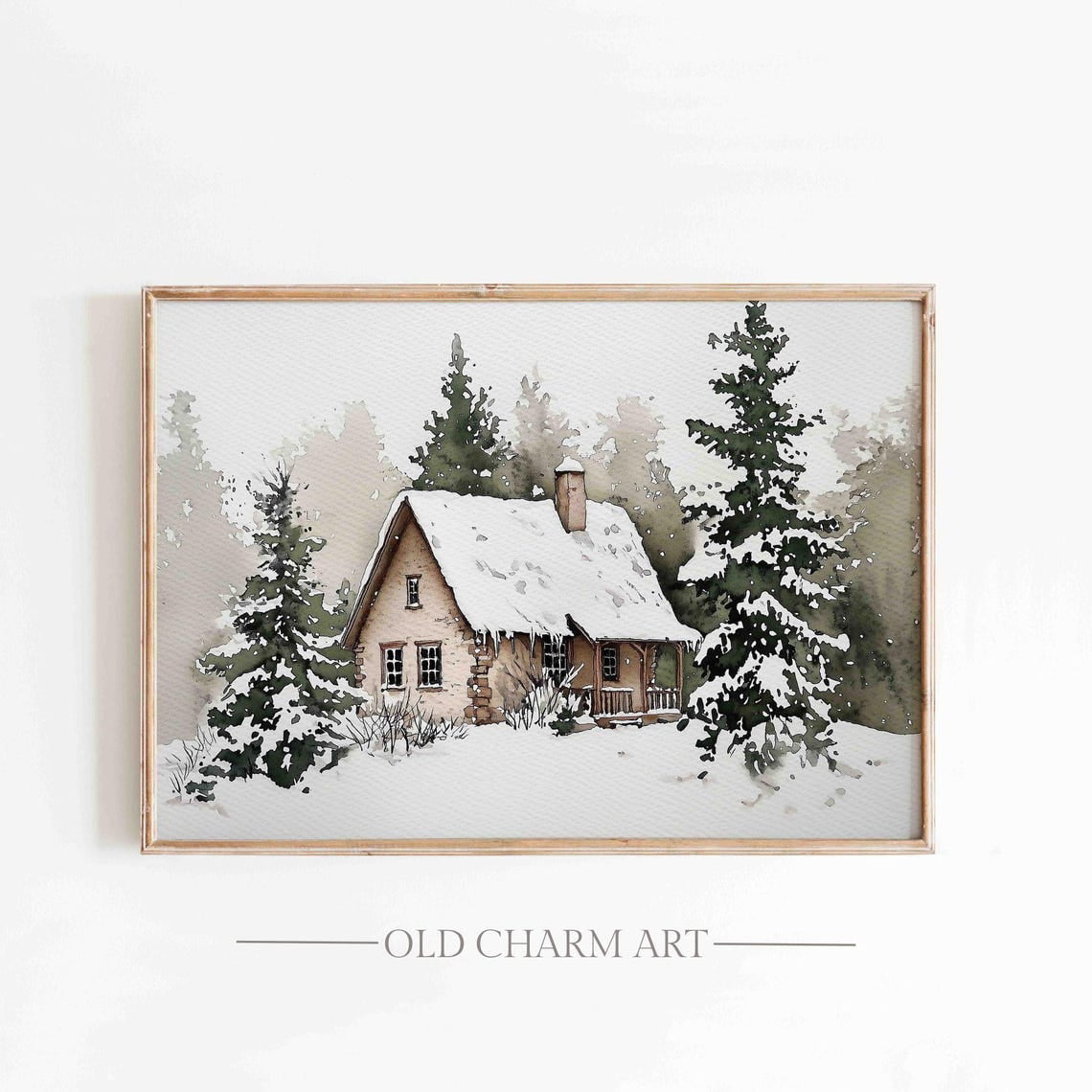 Winter Landscape Poster Snowy Cottage Poster Wall Art Farmhouse Decor ...