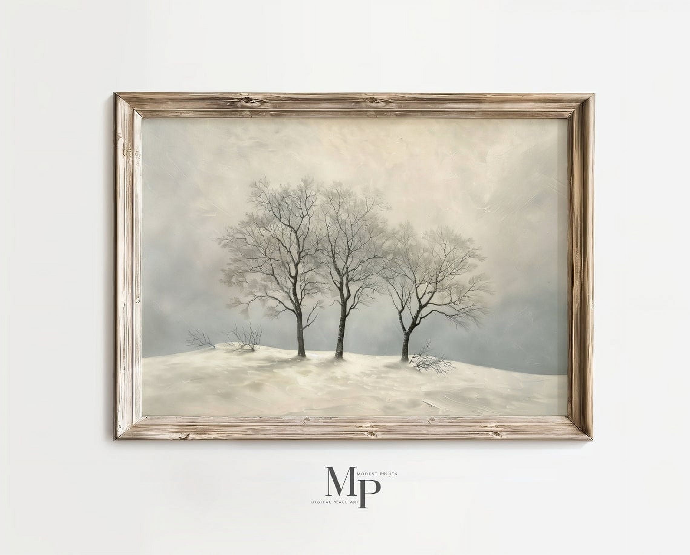 Winter Landscape Print, Winter Painting, Snowy Winter Trees Wall Art ...