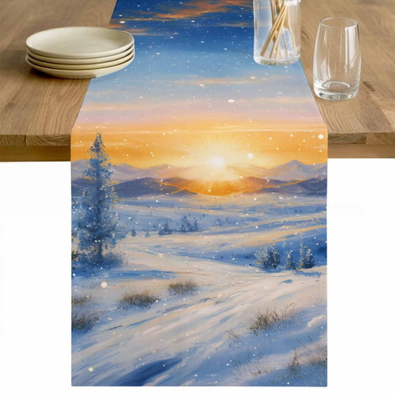 Winter Landscapes Table Runner 60 Inches Long Farmhouse Dress Scarves ...