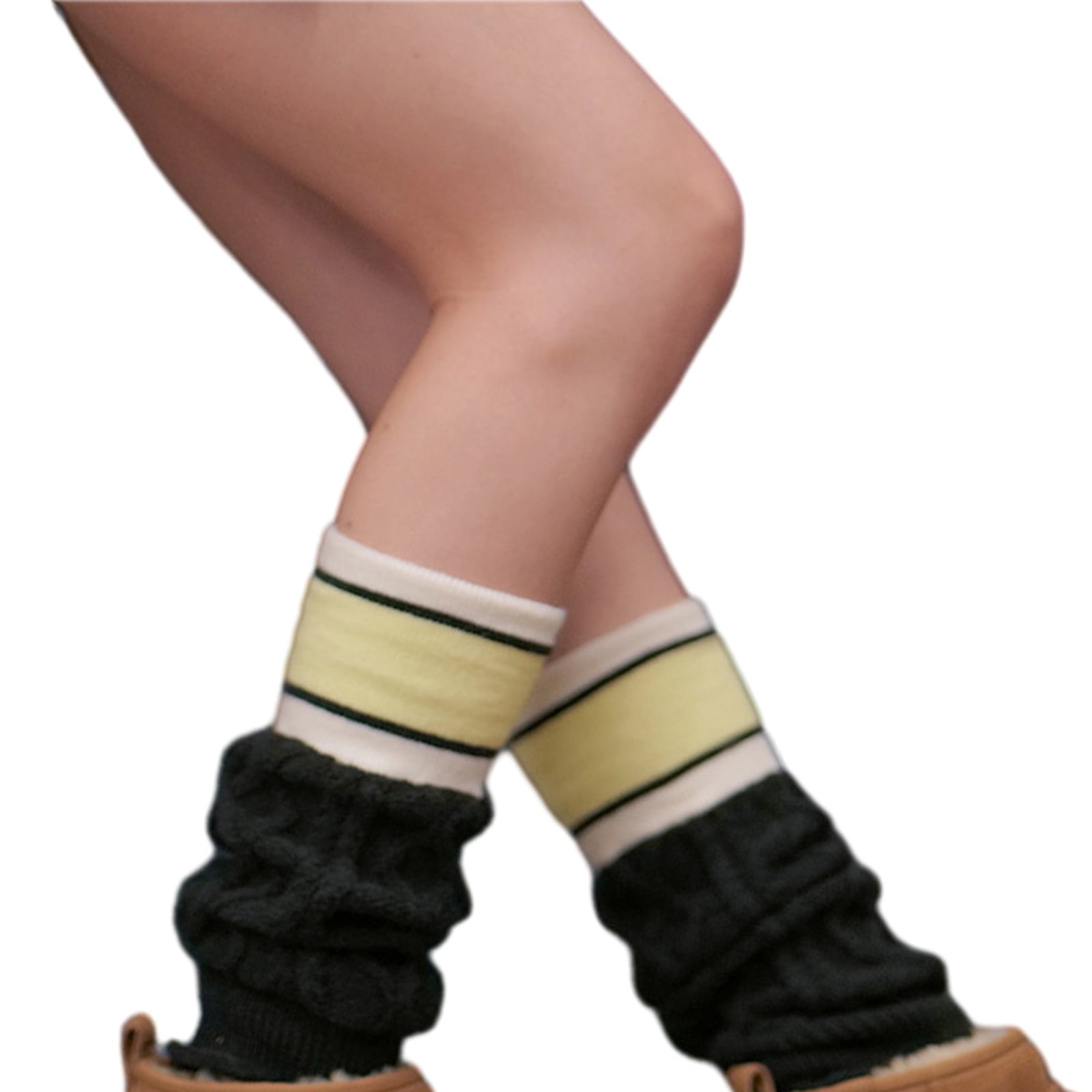 Winter Leg Warmers Women Japanese Striped Cable Knit Loose Slouch Snow ...