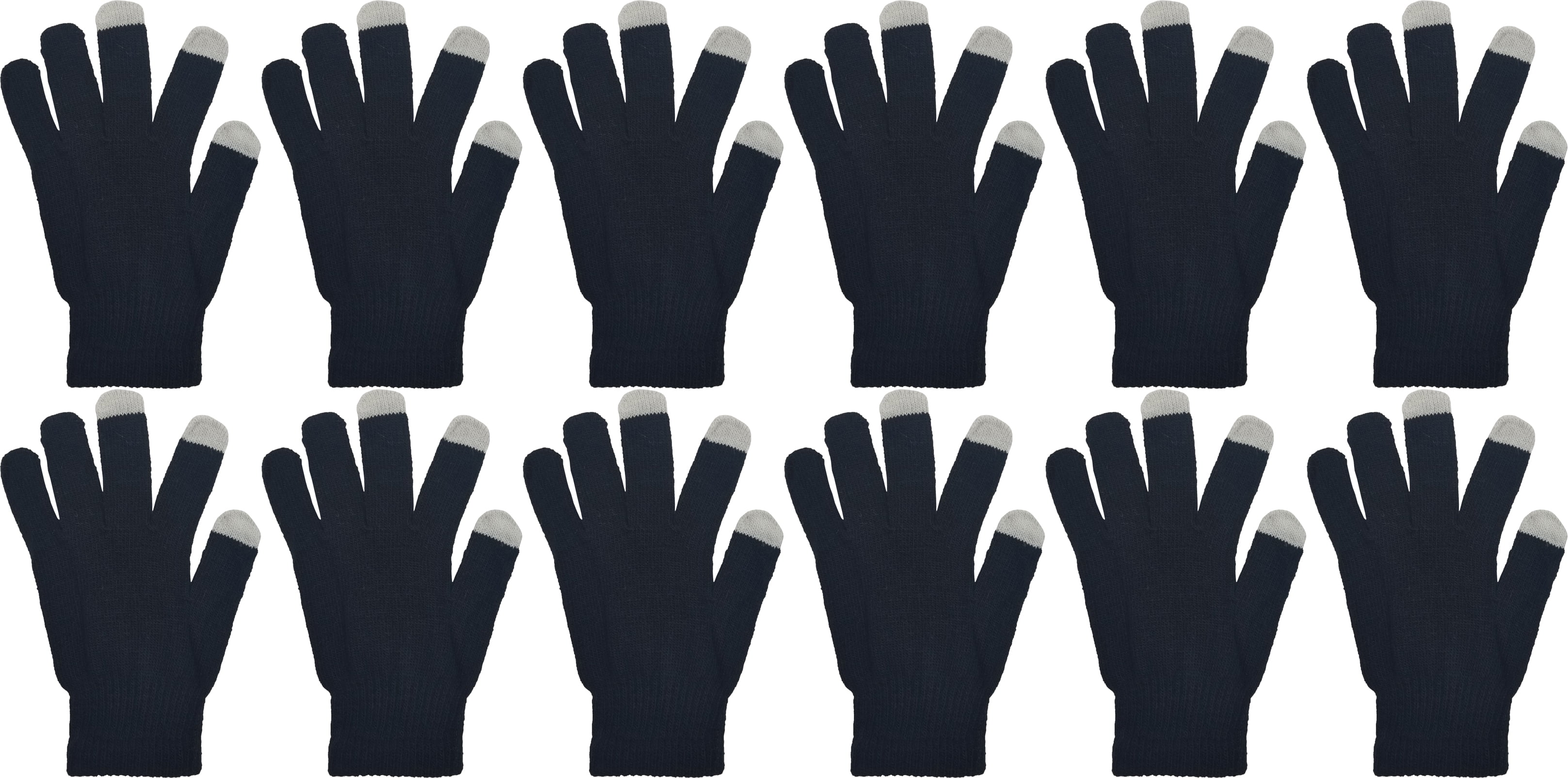 Winter Magic Gloves, 12 Pairs Stretchy Warm Knit Bulk Pack Mens Womens ...