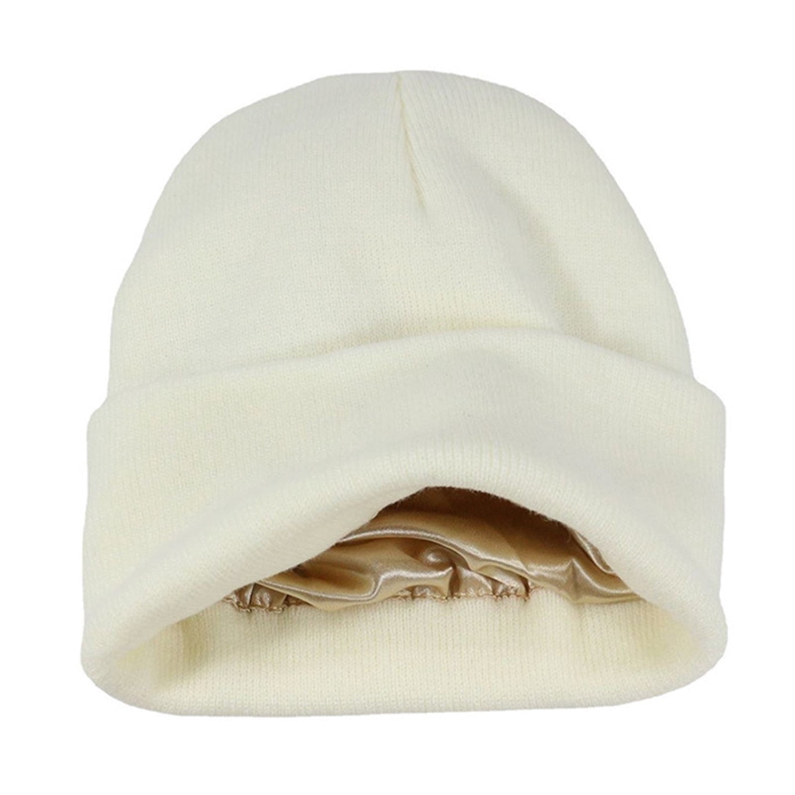 Winter Men Women Thermal Hat Solid Satin Lined Windproof Knitting ...