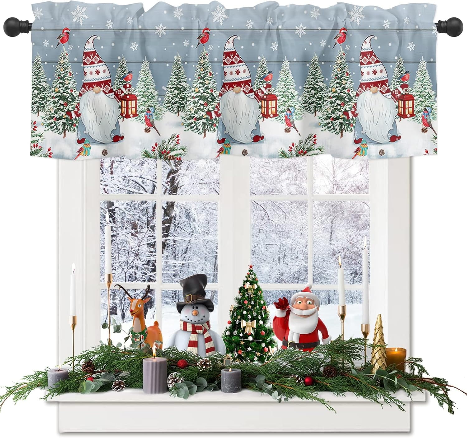 Winter Merry Christmas Kitchen Curtain Valance Festivity Christmas ...
