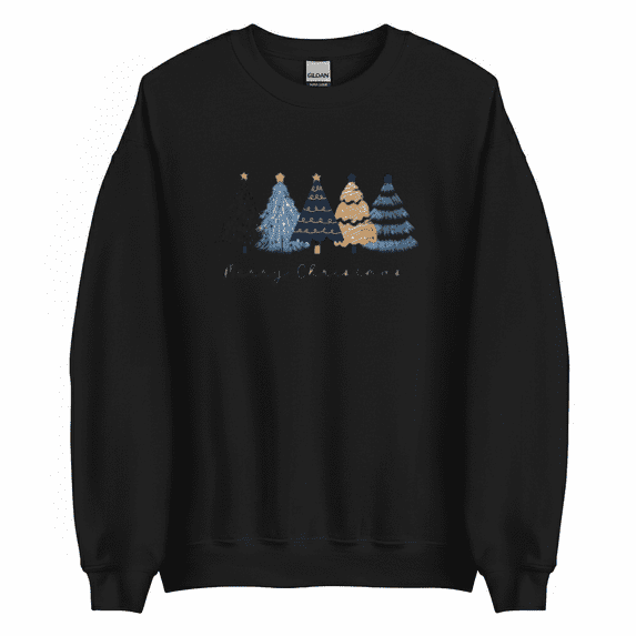 Winter Merry Christmas Trees Holiday Forest Scene Decorative Style ...