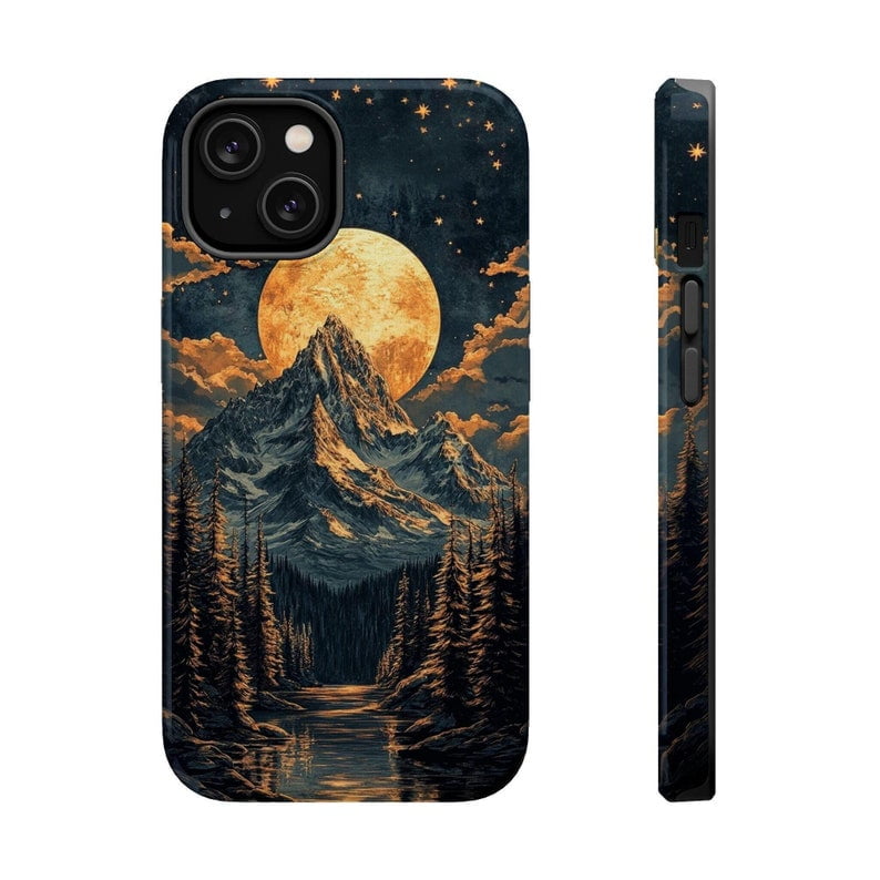 Winter Mountain Moon MagSafe iPhone Case - Starry Night Landscape 11-16 ...