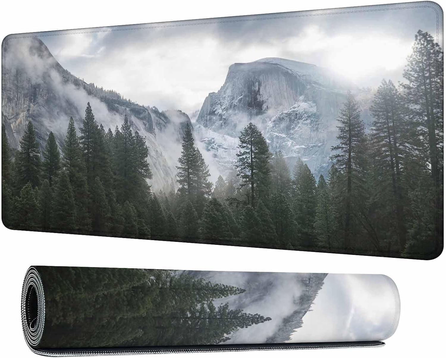 Winter Mountains Desk Mouse Pad Mat The Valley Nature Trees Mist ...