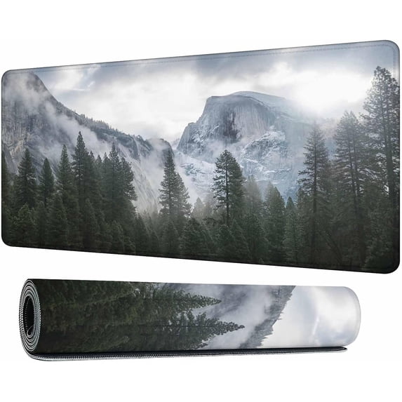 Winter Mountains Desk Mouse Pad Mat The Valley Nature Trees Mist ...