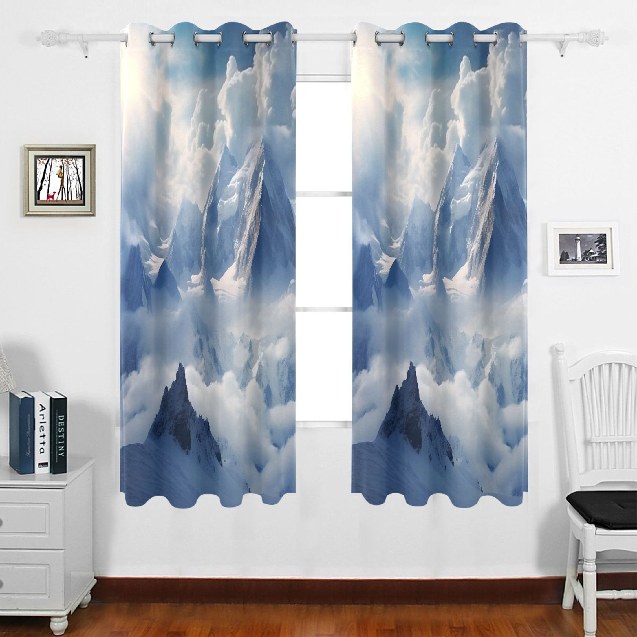 Winter Mountains Grommet Blackout Curtains Thermal Insulated Window ...