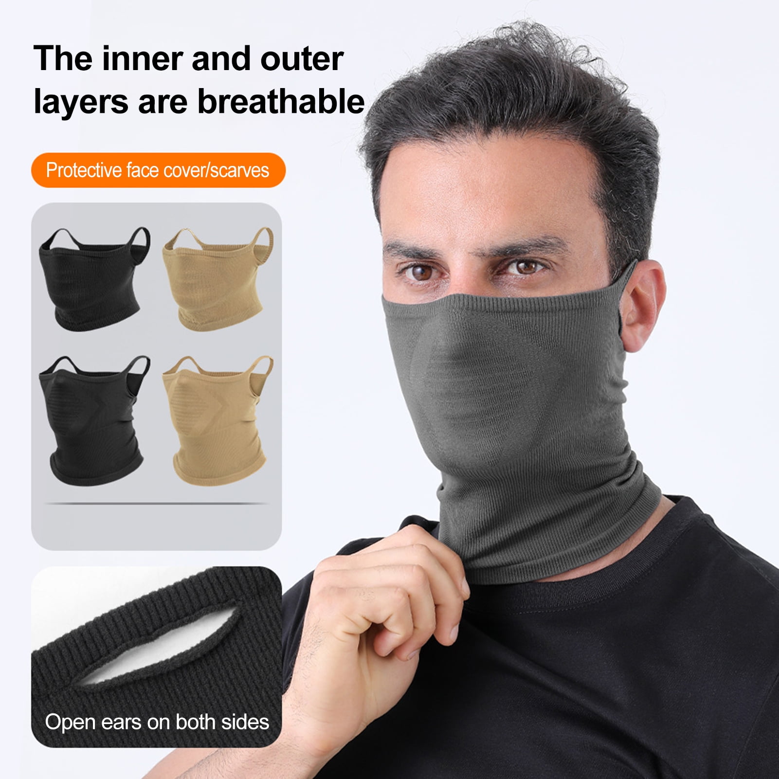Winter Neck Gaiter Fleece Ski Face Cushion with Ear Loop Windproof ...