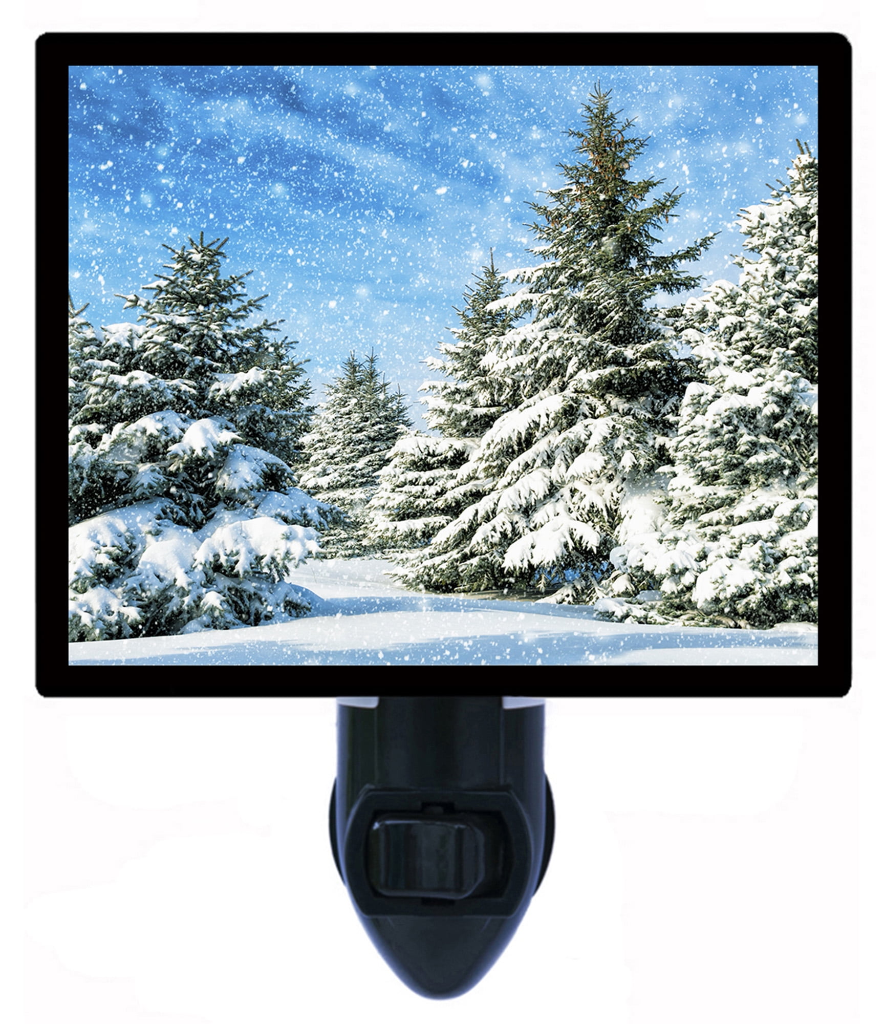 Night Light - Fir Trees in Snow. | Winter Theme, Includes Free Switchable Insert, 4W Bulb, E12 ...