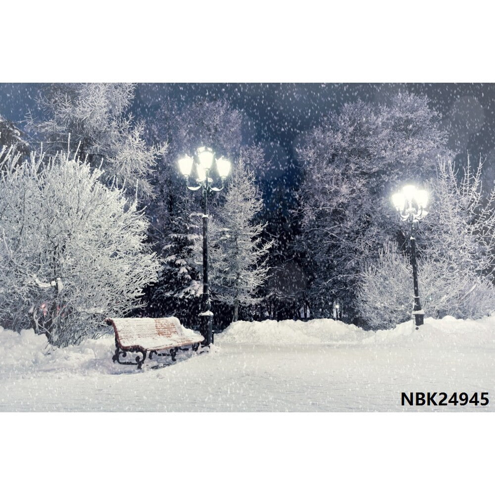 Winter Night Tree Snowflake Bokeh Road Nature Photography Backdrops ...