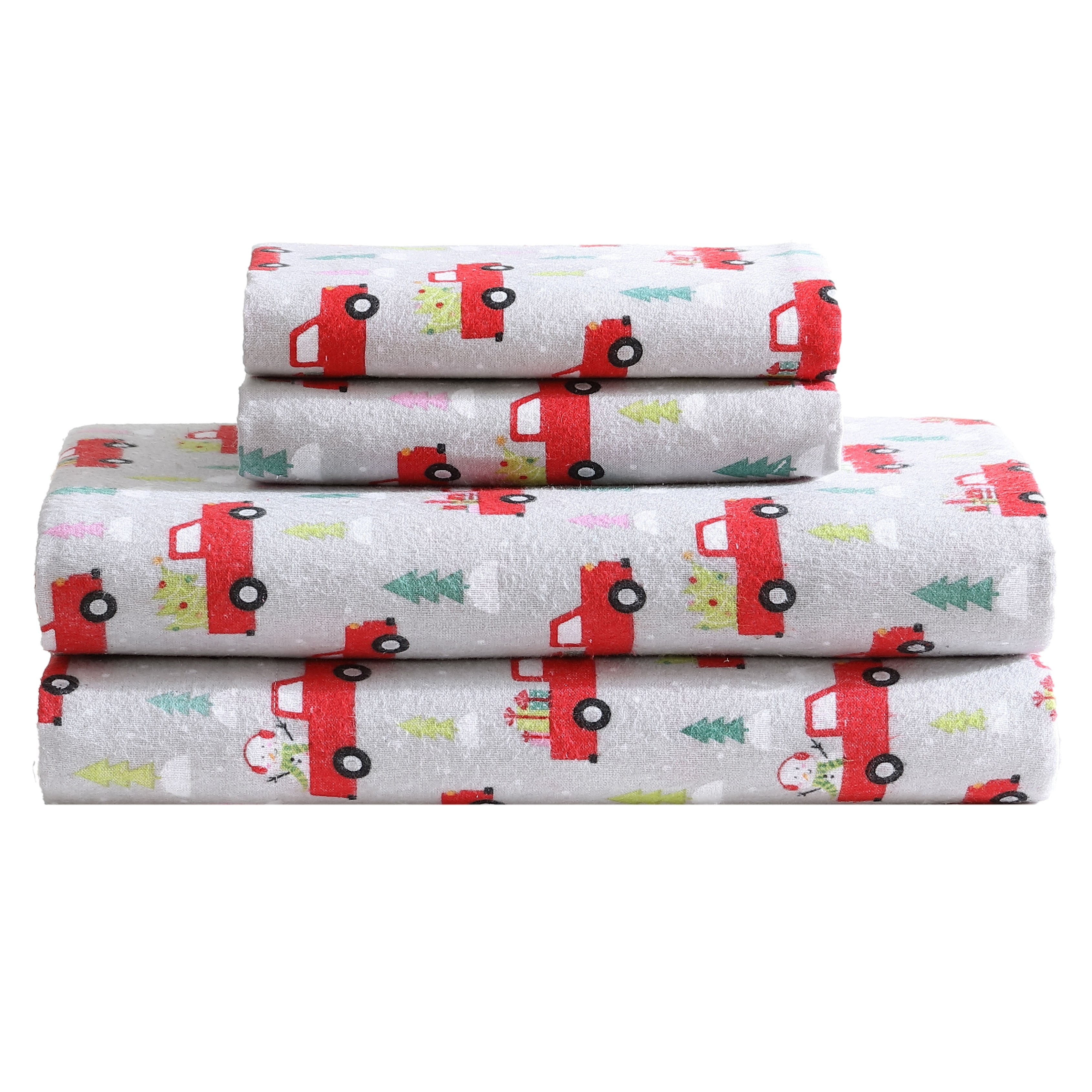 Winter Nights Cotton Flannel Sheet Set, Queen, Red Truck - Walmart.com