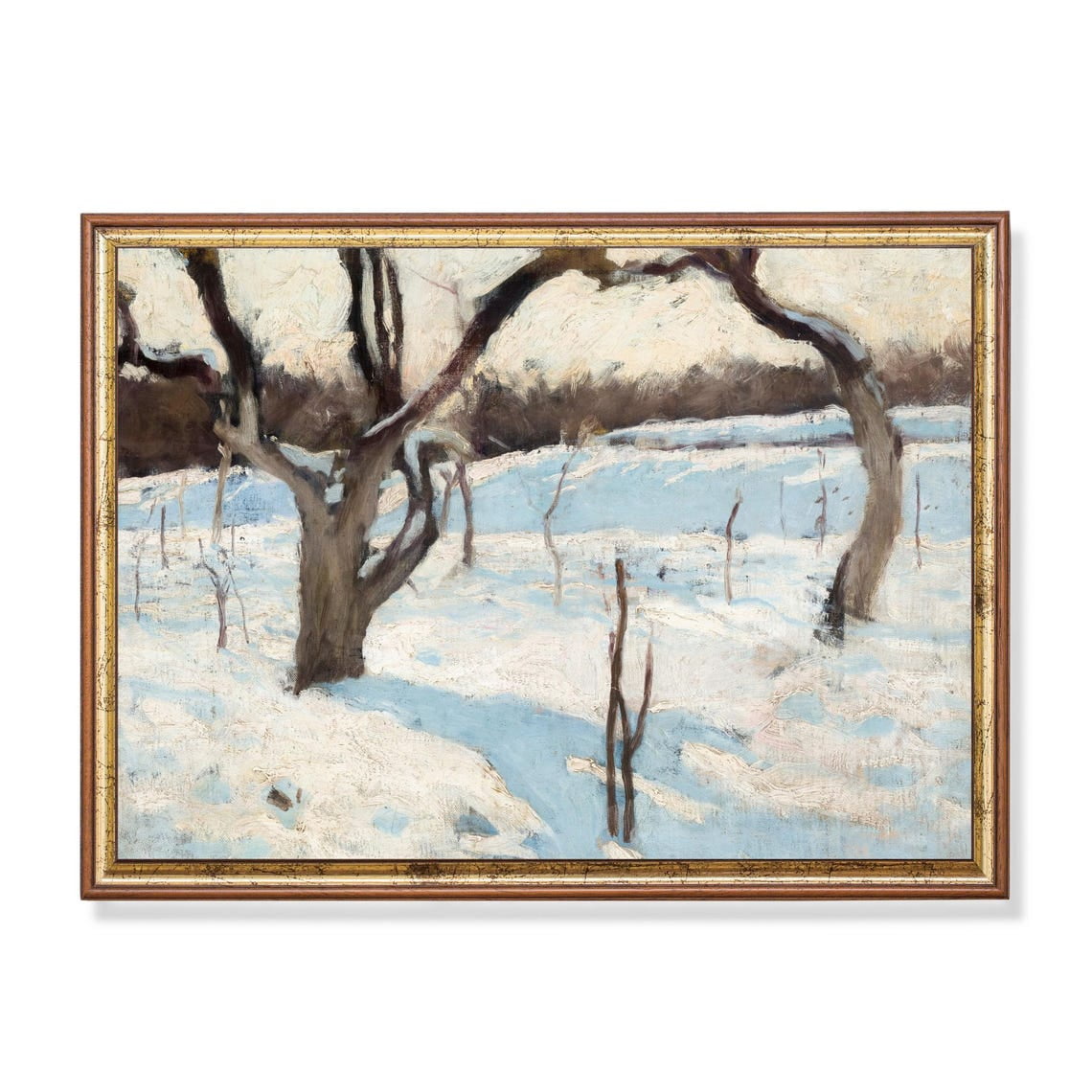 Winter Orchard Rustic Farmhouse Landscape Warm Present Vintage UNFRAMED ...