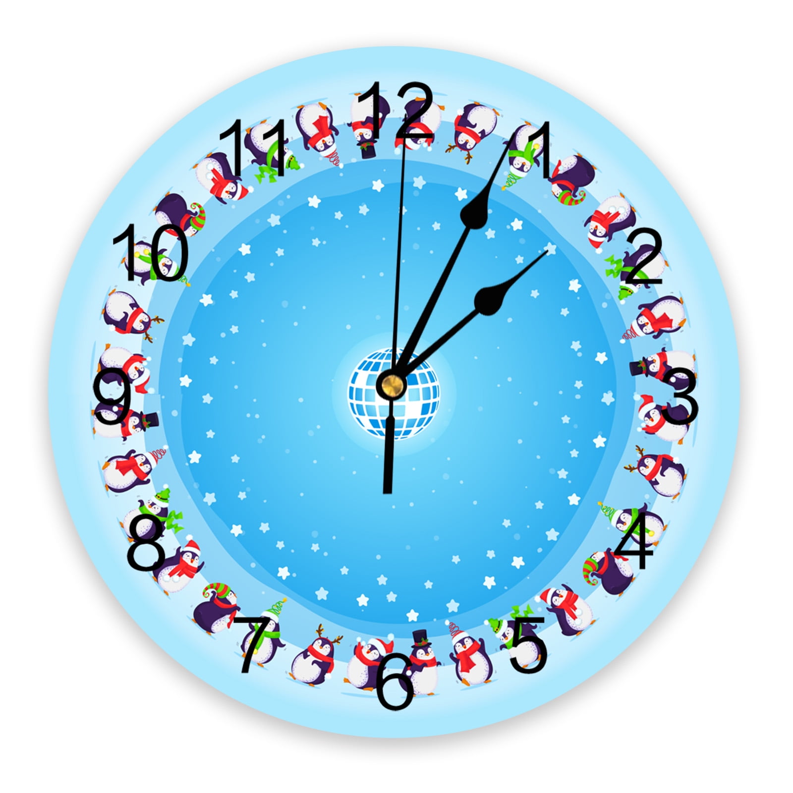 Winter Penguin Wall Clock Modern Design Silent Wall Watch for Bedroom ...