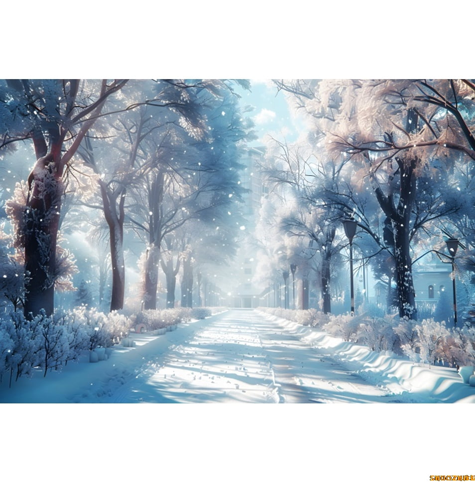 Winter Photography Backdrop Snow Forest Snowfield Grass Baby Kids ...