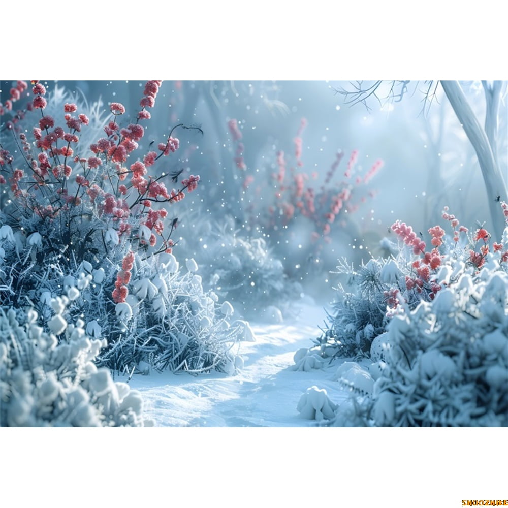 Winter Photography Backdrop Snow Forest Snowfield Grass Baby Kids ...