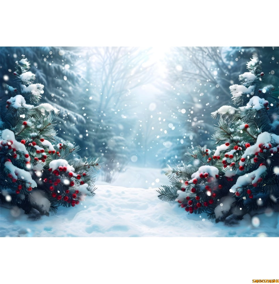 Winter Photography Backdrop Snow Forest Snowfield Grass Baby Kids ...