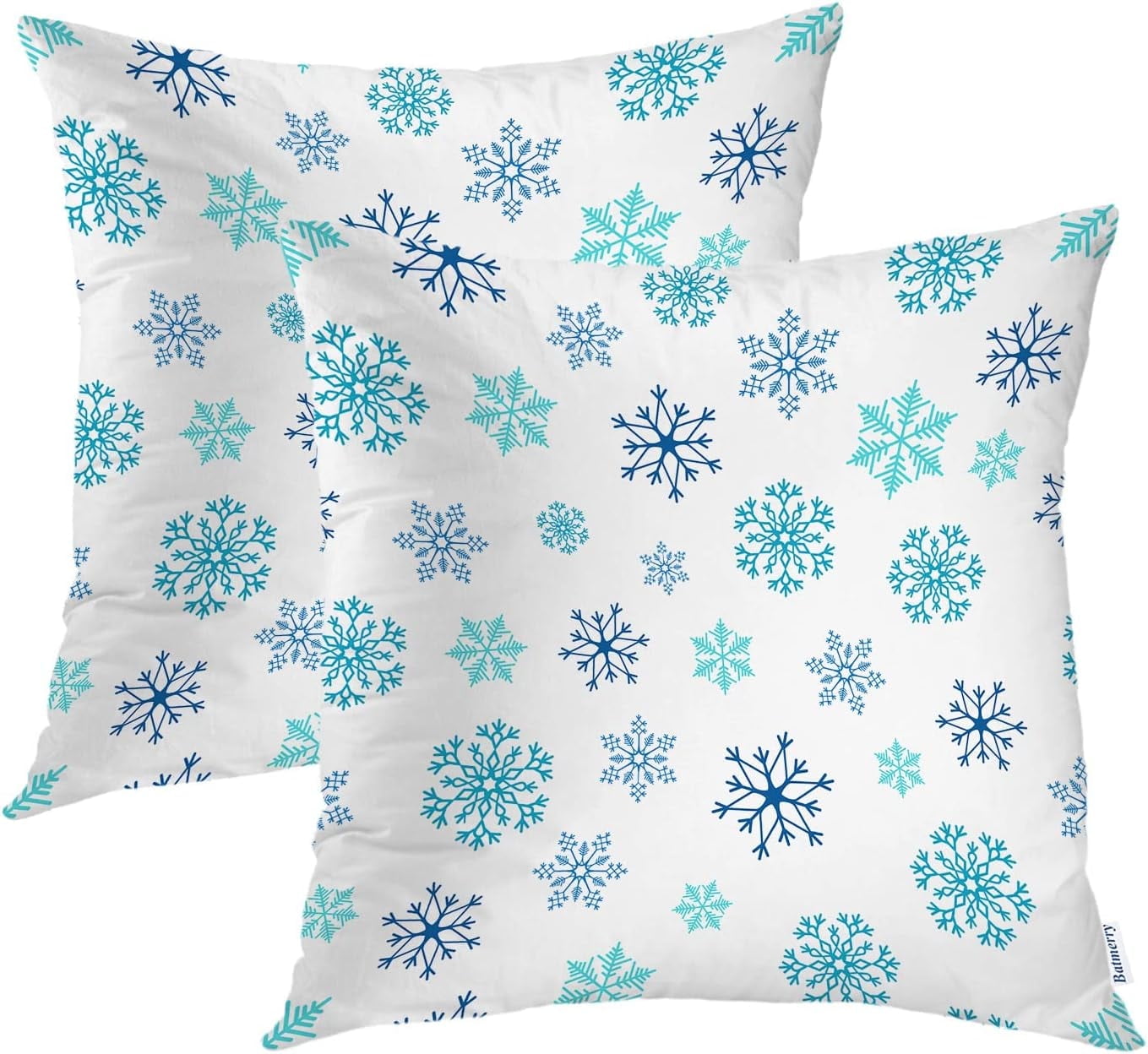 Winter Pillow Covers 18x18 Inch Set of 2, Blue Snow Winter with ...