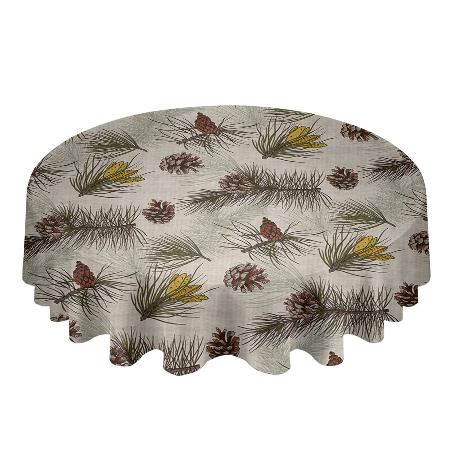 Winter Pine Branches Pine Cones Round Tablecloth Waterproof Wedding ...