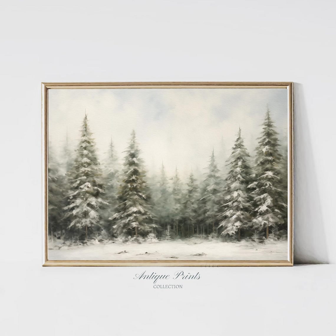 Winter Pine Forest Wall Art, Vintage Winter , Winter Theme Art ...