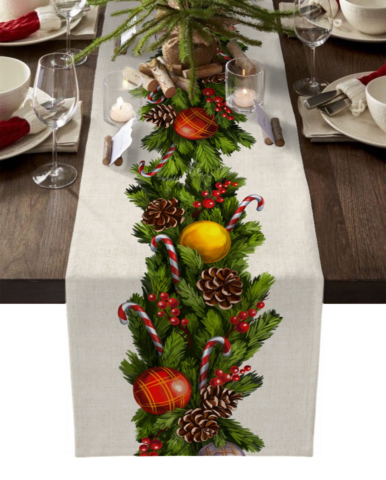 Winter Pine Tree Pine C Retro Table Runner Home Wedding Table Flag Mat ...