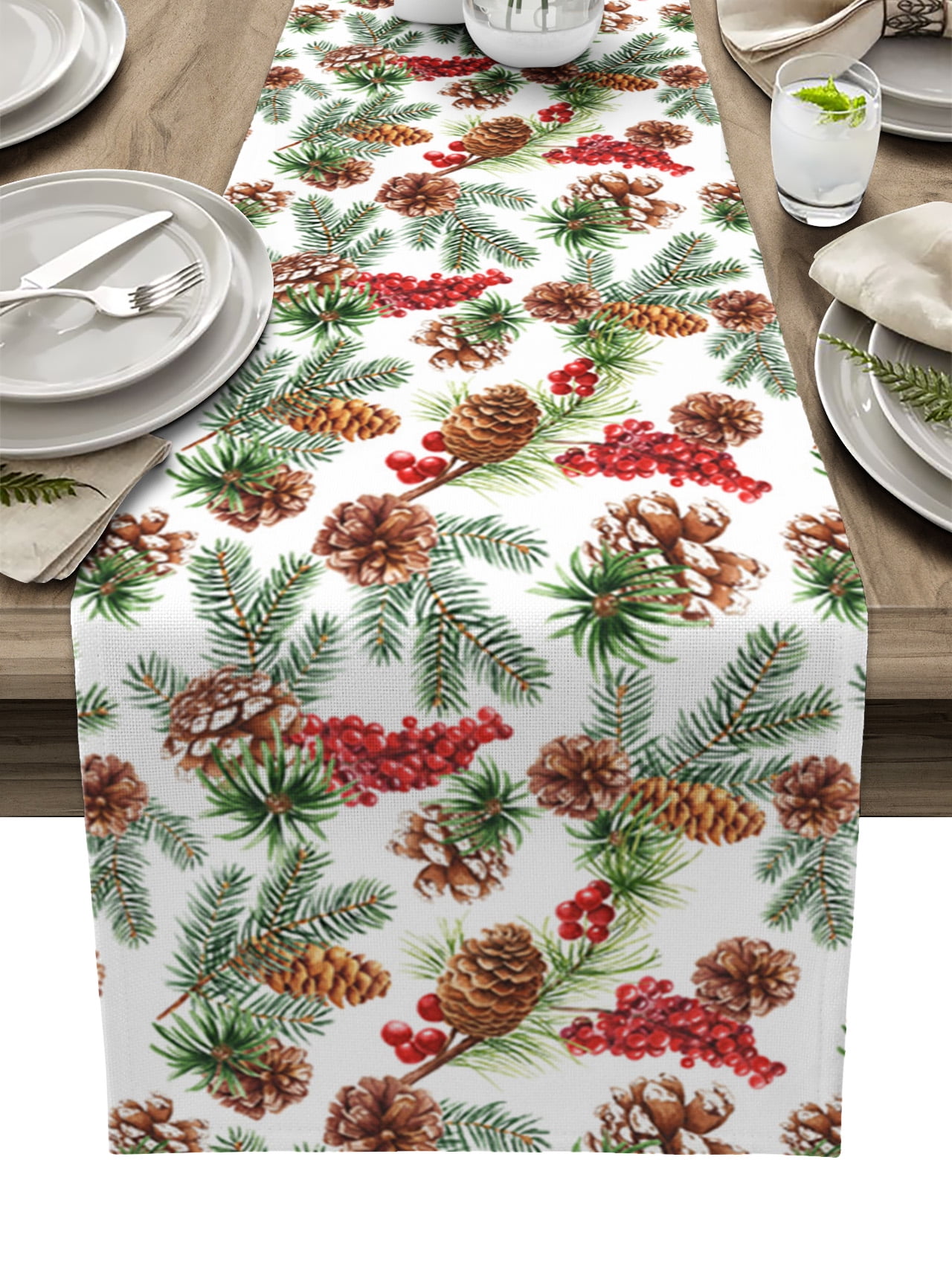 Winter Pine Tree Pine C Retro Table Runner Home Wedding Table Flag Mat ...