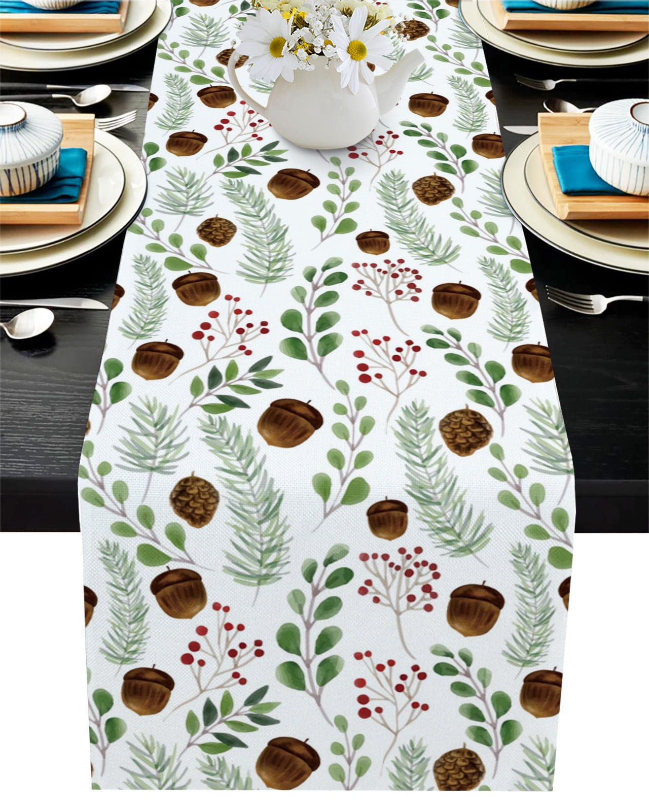Winter Pine Tree Pine C Retro Table Runner Home Wedding Table Flag Mat ...
