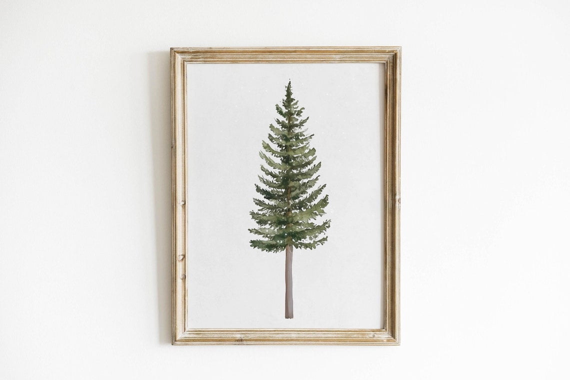 Winter Pine Tree Poster Art, Nature Inspired Evergreen Poster Print ...