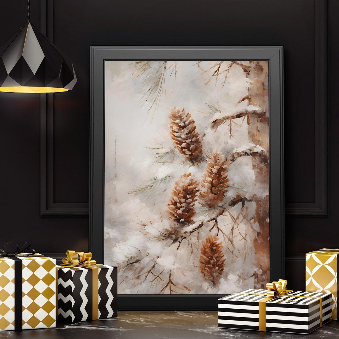 Winter Pinecones Wall Art, Pinecones, Winterart Poster, Wall Decor, Art ...