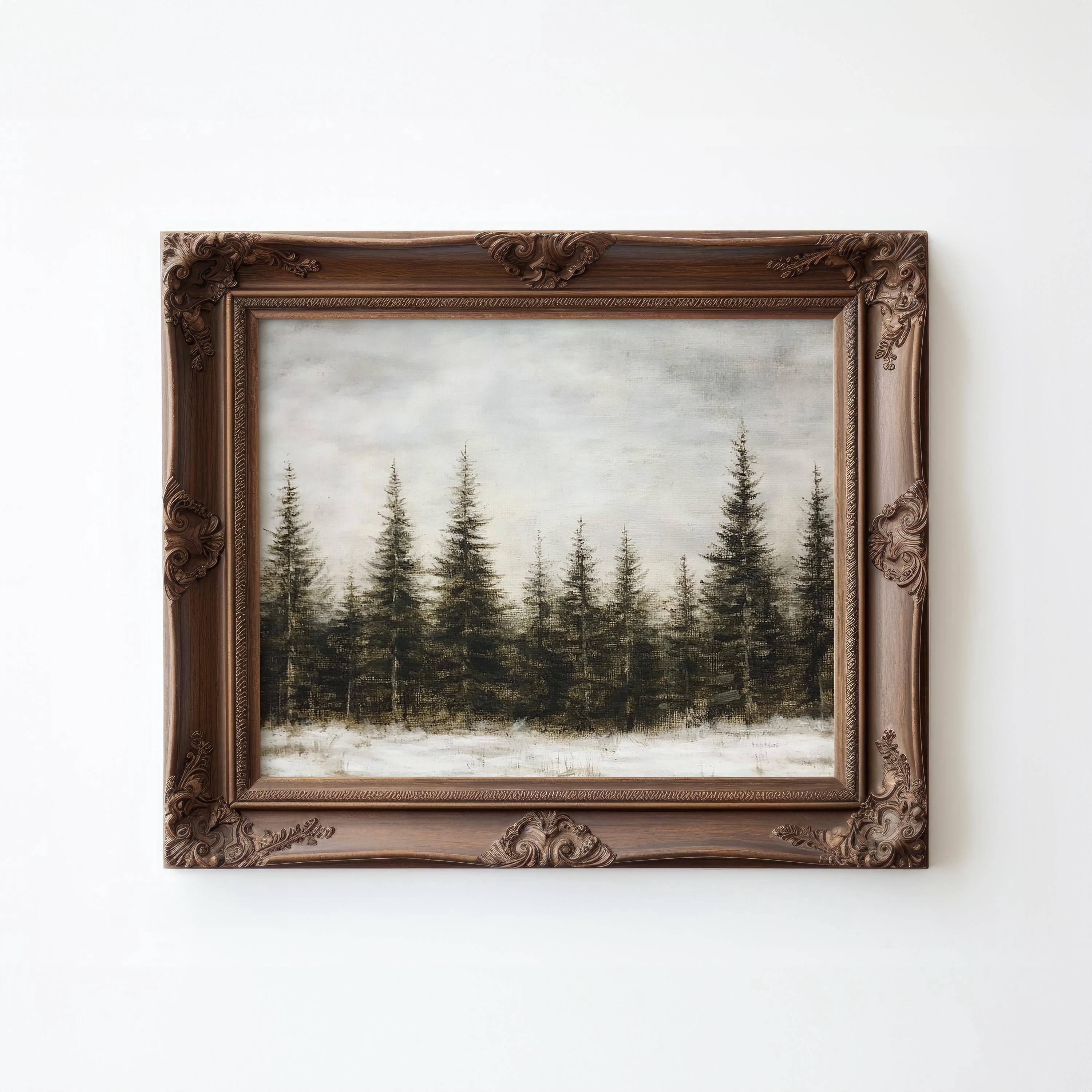 Winter Pines Rustic Winter Forest Landscape Poster UNFRAMED PAPER ...