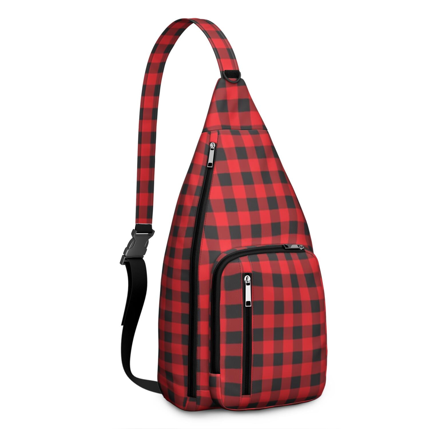 Winter Plaid Chest Bag - Cozy Buffalo Check Print Sling Backpack ...