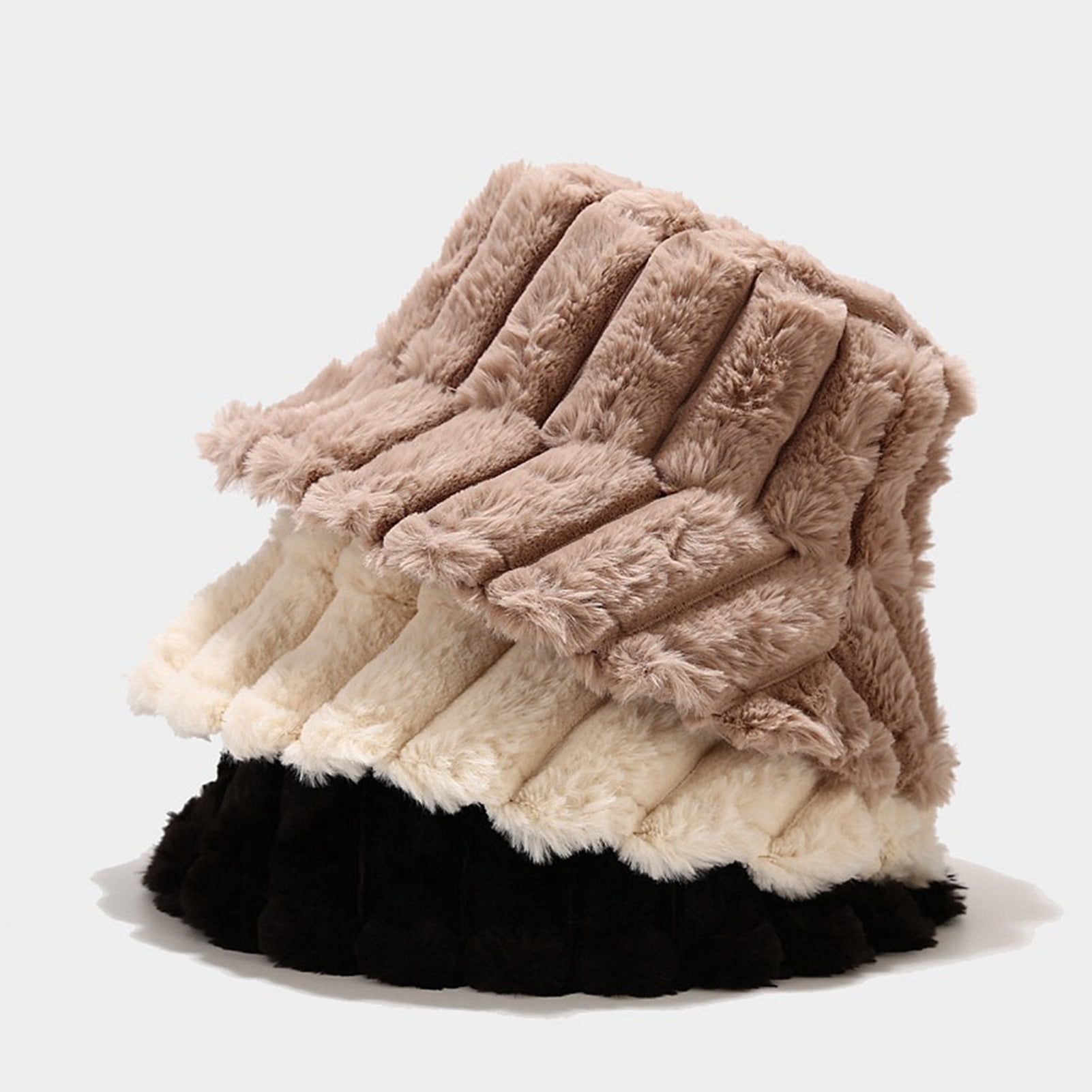 Winter Plush Bucket Hat for Women Leopard Print Fuzzy Bucket Caps ...