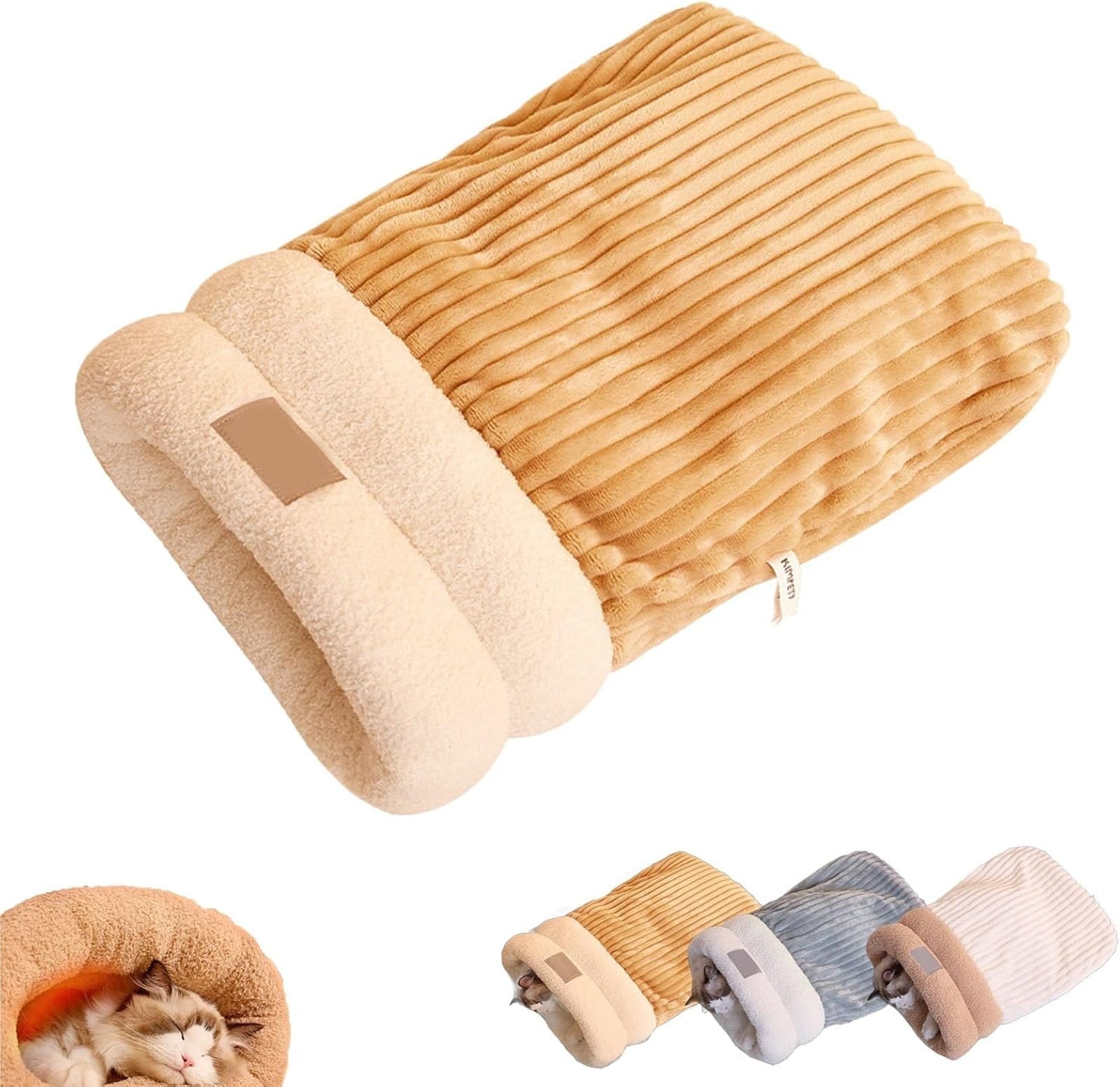Winter Plush Cat Sleeping Bag Cat Couch Cozy Pet Enclosed Bed Warm Cat ...