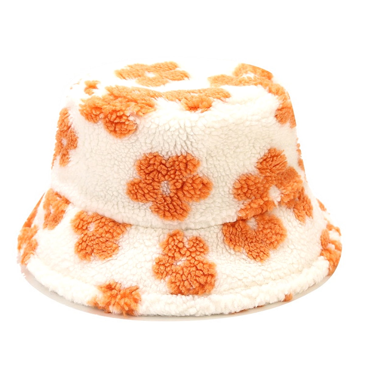 Winter Plush Fuzzy Bucket Hat Faux Fur Shearling Fisherman Hats for ...