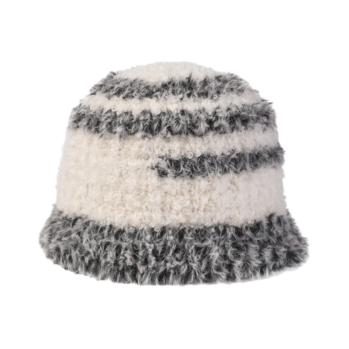 Winter Plush Fuzzy Bucket Hat Knitted Shearling Fisherman Hats for ...