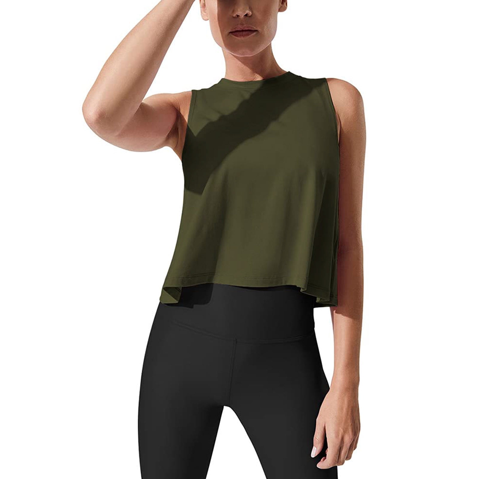 Winter Polyester Sleeveless Workout Athletic Spandex Cropped Tank Tops ...