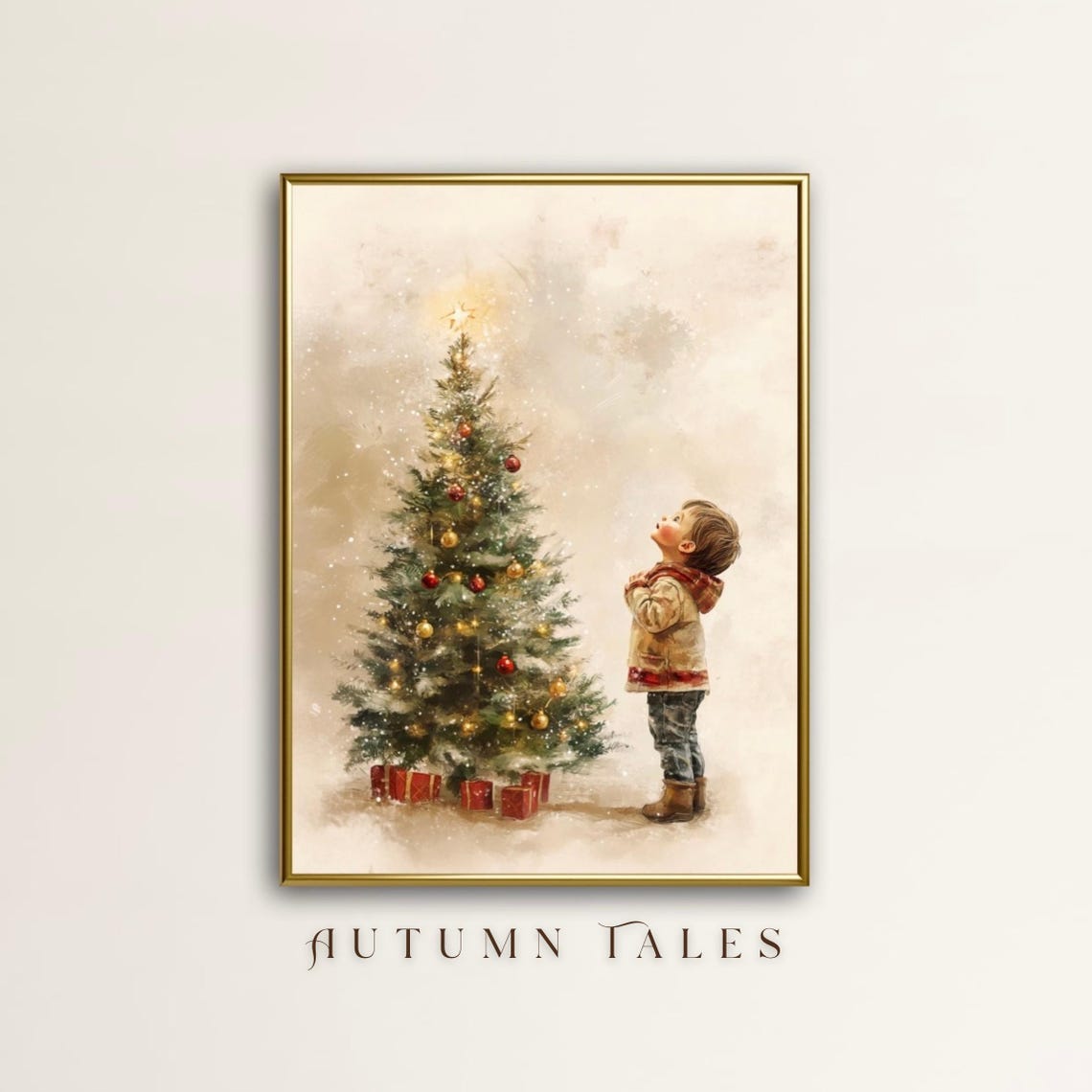Winter Poster, Cute Little Boy By Tree, Cozy Nursery Wall Art Decor ...