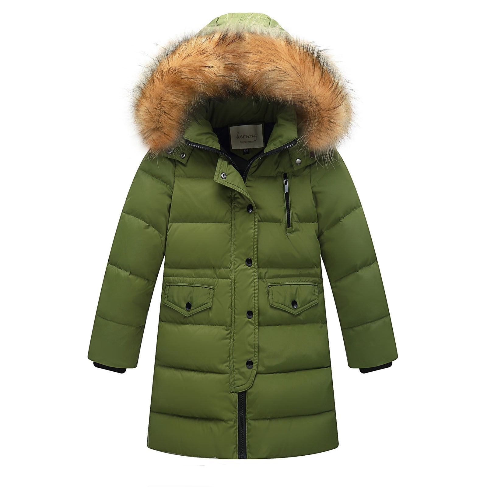 Winter Puffer Jackets Thicken Parkas for Boys Girls with Faux Fur Trim ...